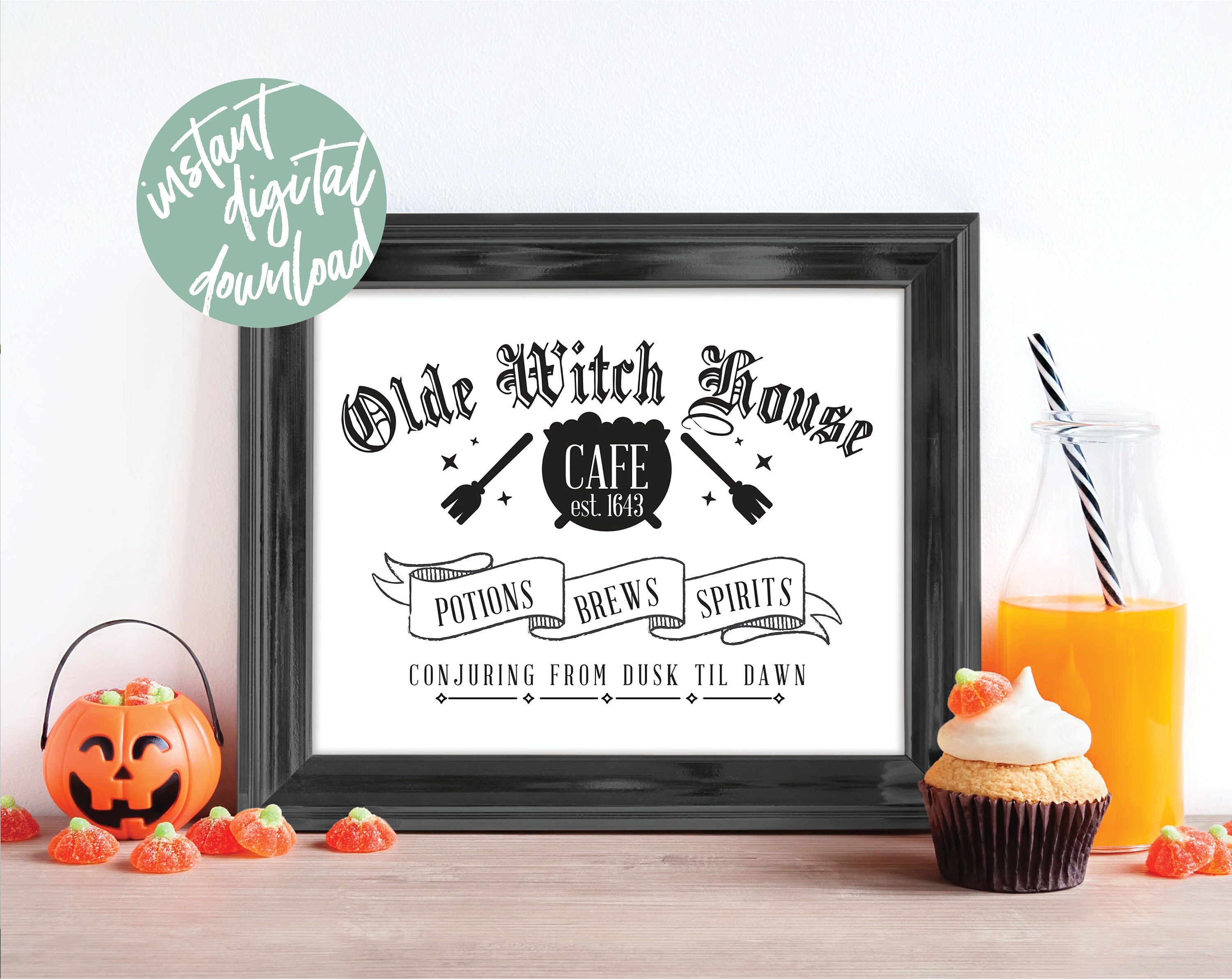 Olde Witch Cafe Letrero imprimible Farmhouse Halloween Coffee - Etsy México