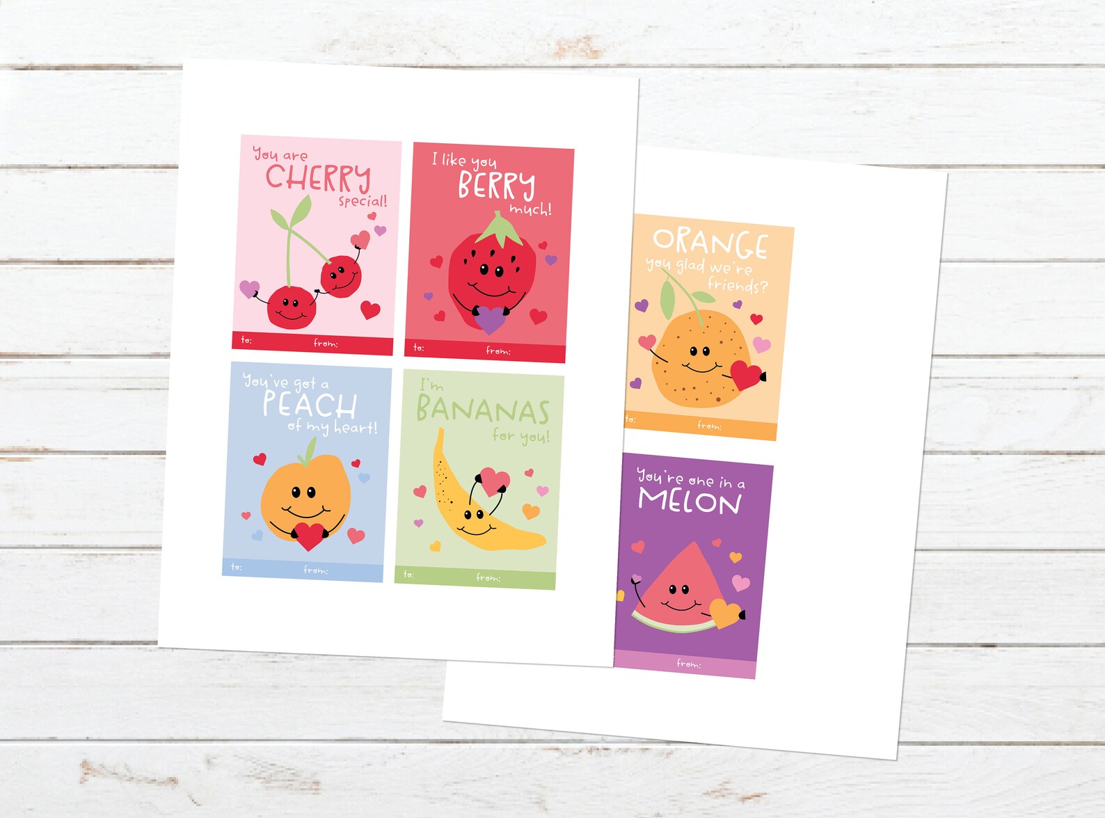 Printable Fruit School Valentine DIY Printable Valentine | Etsy