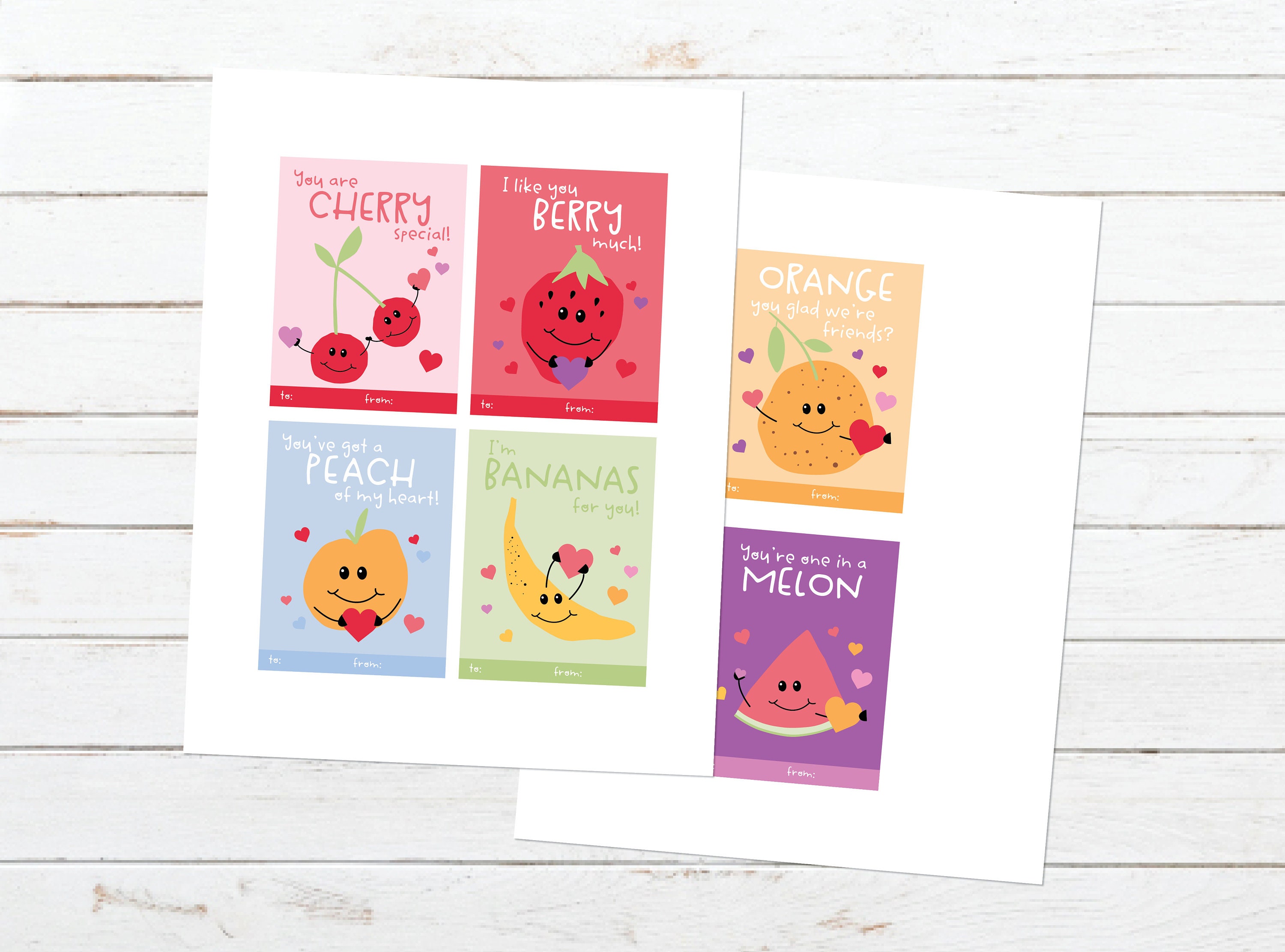 Printable Fruit School Valentine DIY Printable Valentine | Etsy