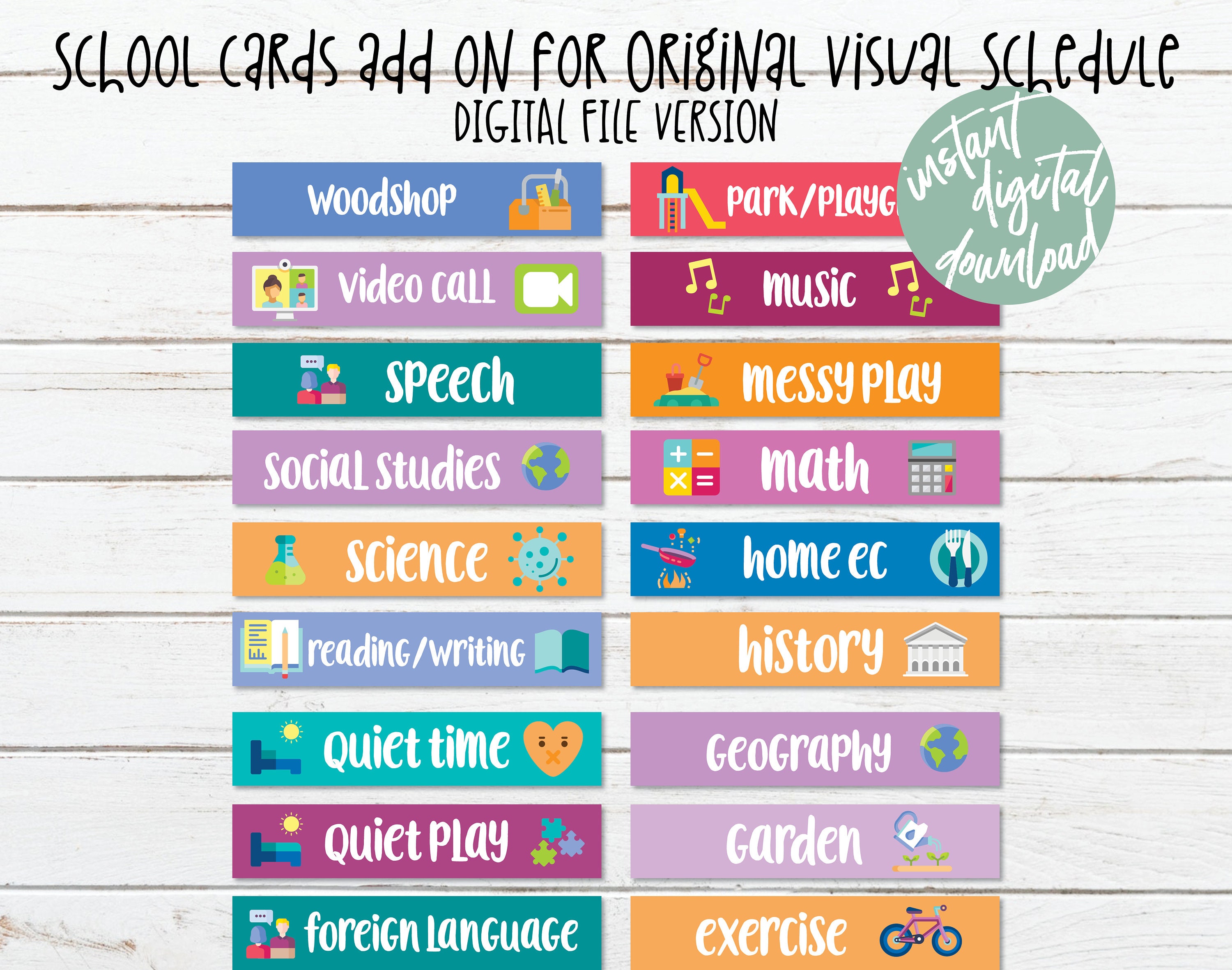 School Cards Add on for Visual Schedule - Etsy