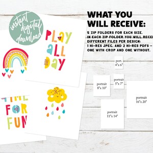 Colorful Rainbow Playroom Printable Set, Set of 4 Bright Happy Kid's ...
