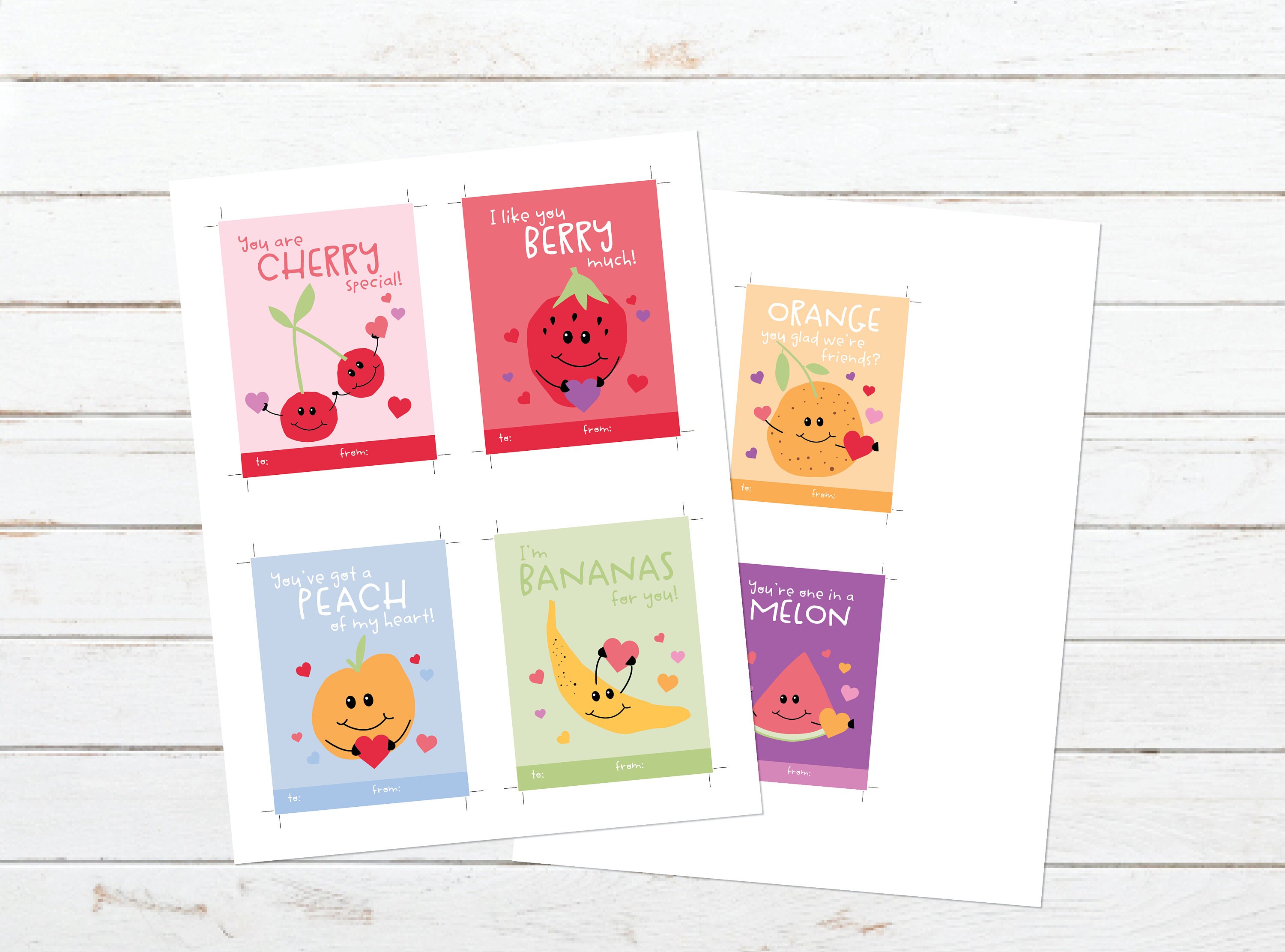 Printable Fruit School Valentine DIY Printable Valentine | Etsy