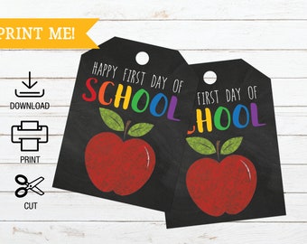 Happy First Day of School Gift Tag Back to School Printable - Etsy