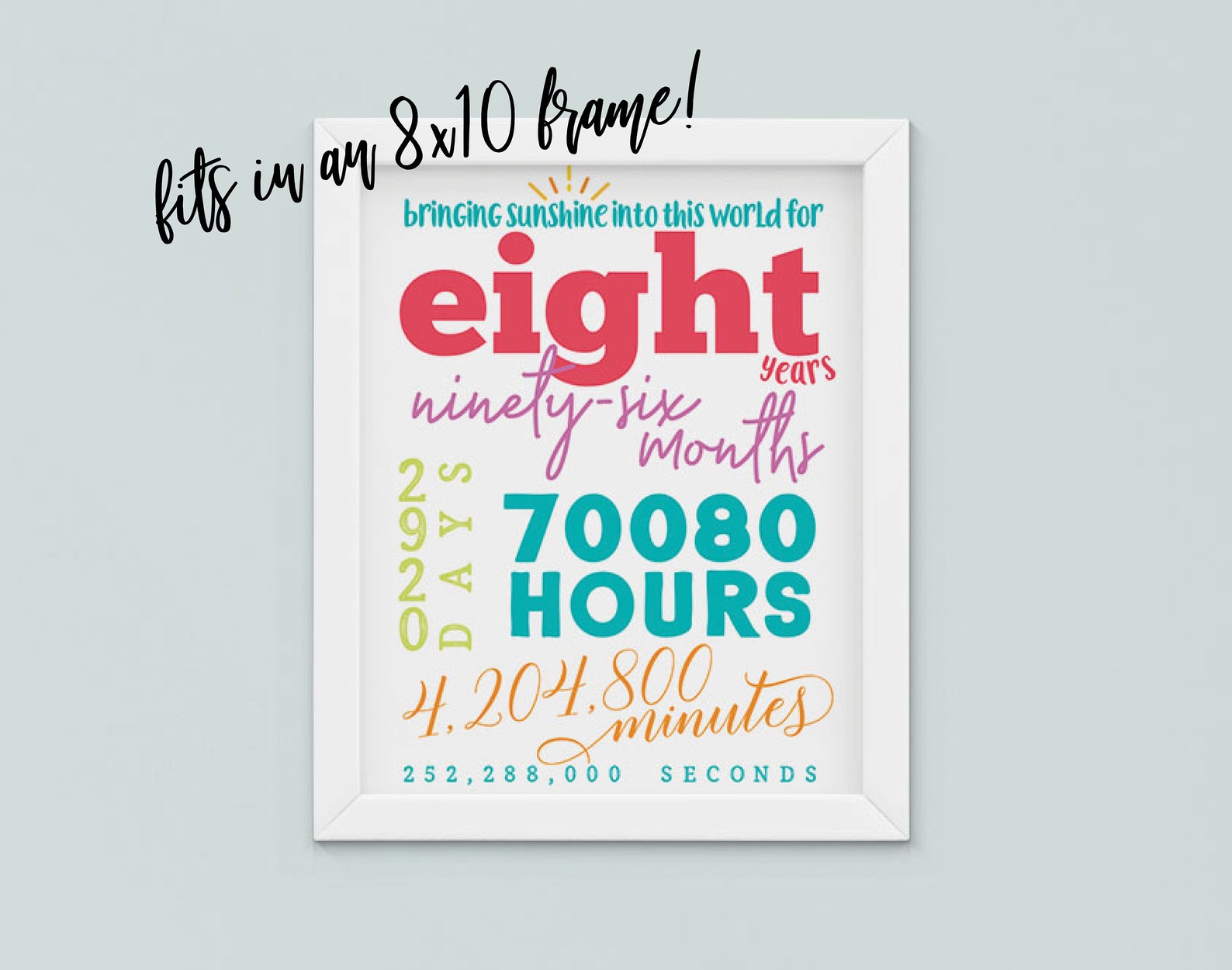 Printable Eighth Birthday Sign 8th Birthday Picture Prop - Etsy