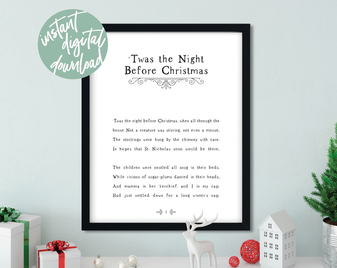 Twas the Night Before Christmas Printable Sign, Christmas Wall Art ...