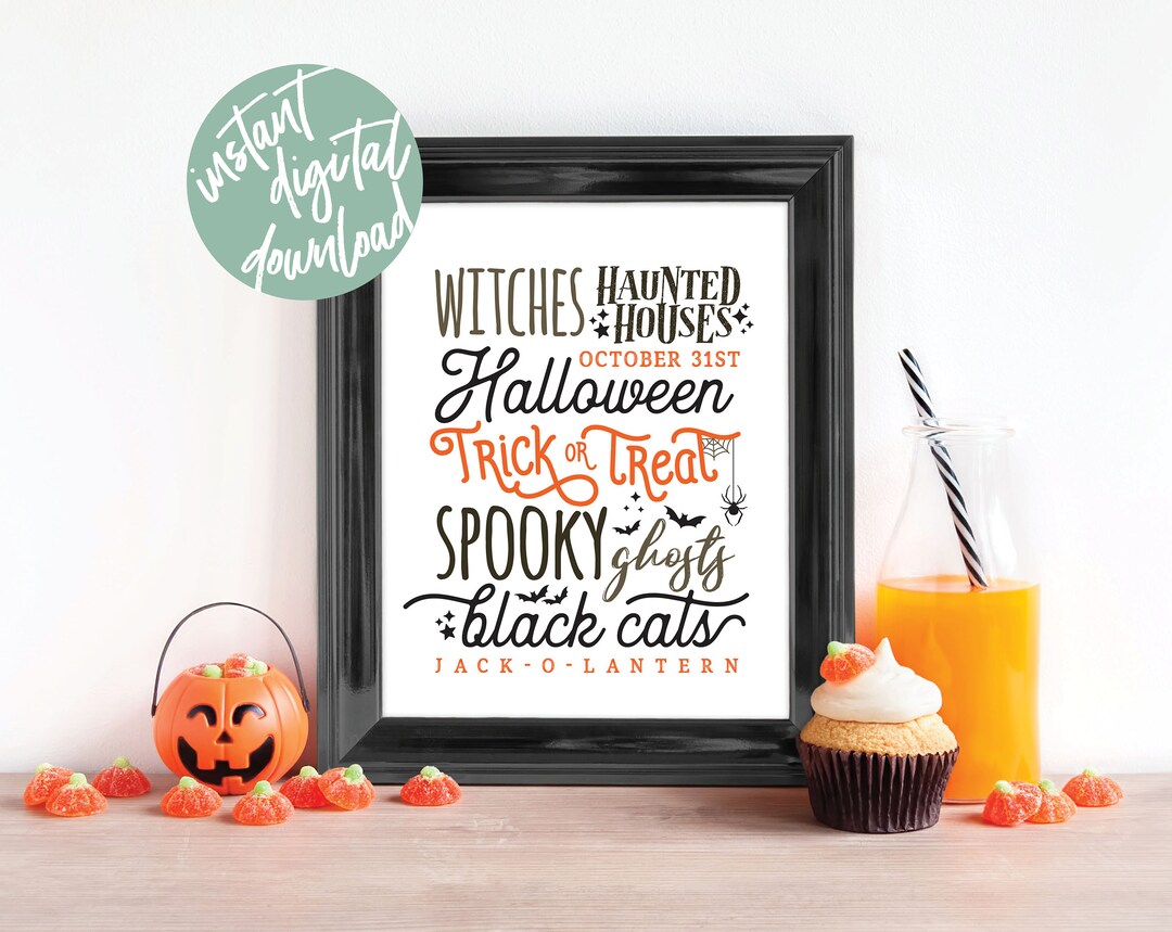 Halloween Printable Sign, Halloween Spooky Wall Decor Print, Trick or ...