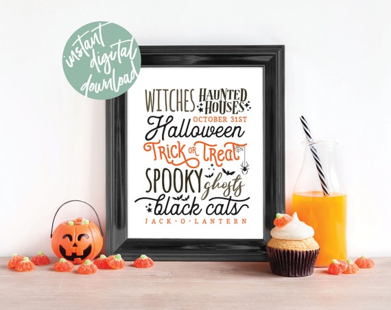 Halloween Printable Sign Halloween Spooky Wall Decor Print | Etsy