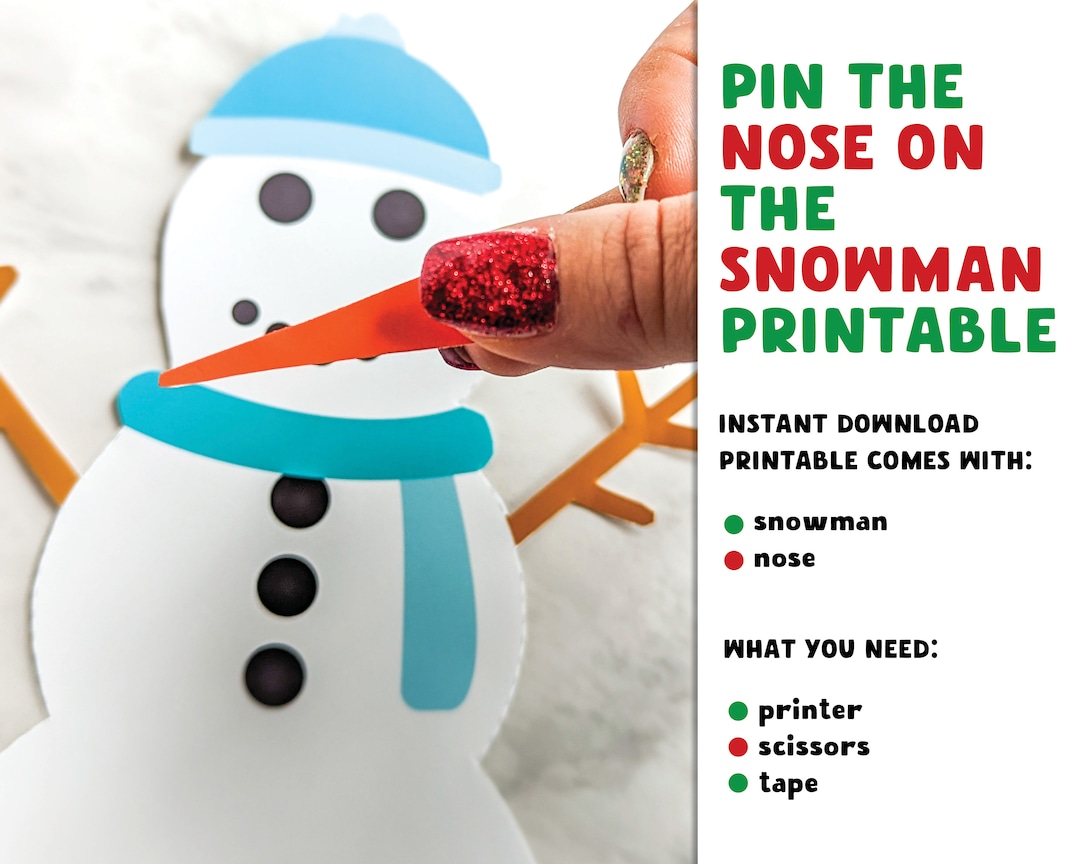 Elf Pin the Nose on the Snowman Printable, Printable Elf Activity ...