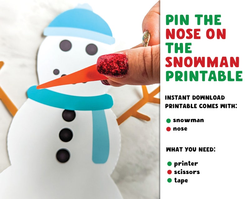 Elf Pin the Nose on the Snowman Printable Printable Elf - Etsy