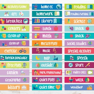 PRINTABLE Visual Schedule for Homeschool, Elementary Visual Calendar ...