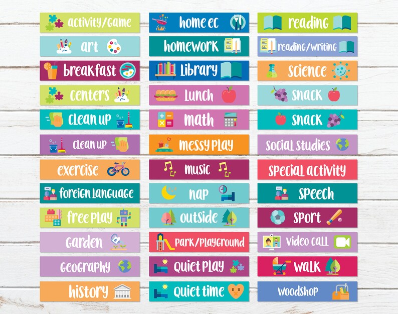 PRINTABLE Visual Schedule for Homeschool Elementary Visual - Etsy Ireland