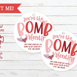 Hot Cocoa Bomb Valentine Printable Gift Tag Valentines Gift - Etsy