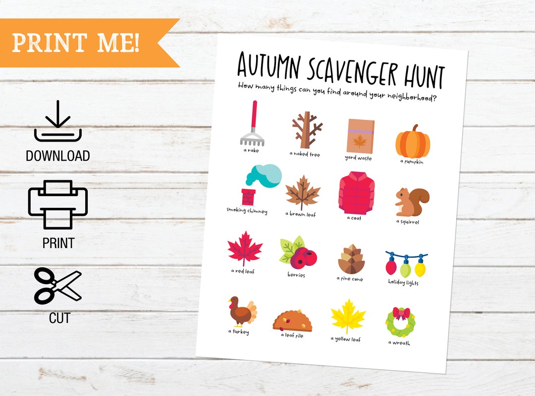 Fall Neighborhood Scavenger Hunt Printable, Fun Activities for Kids ...