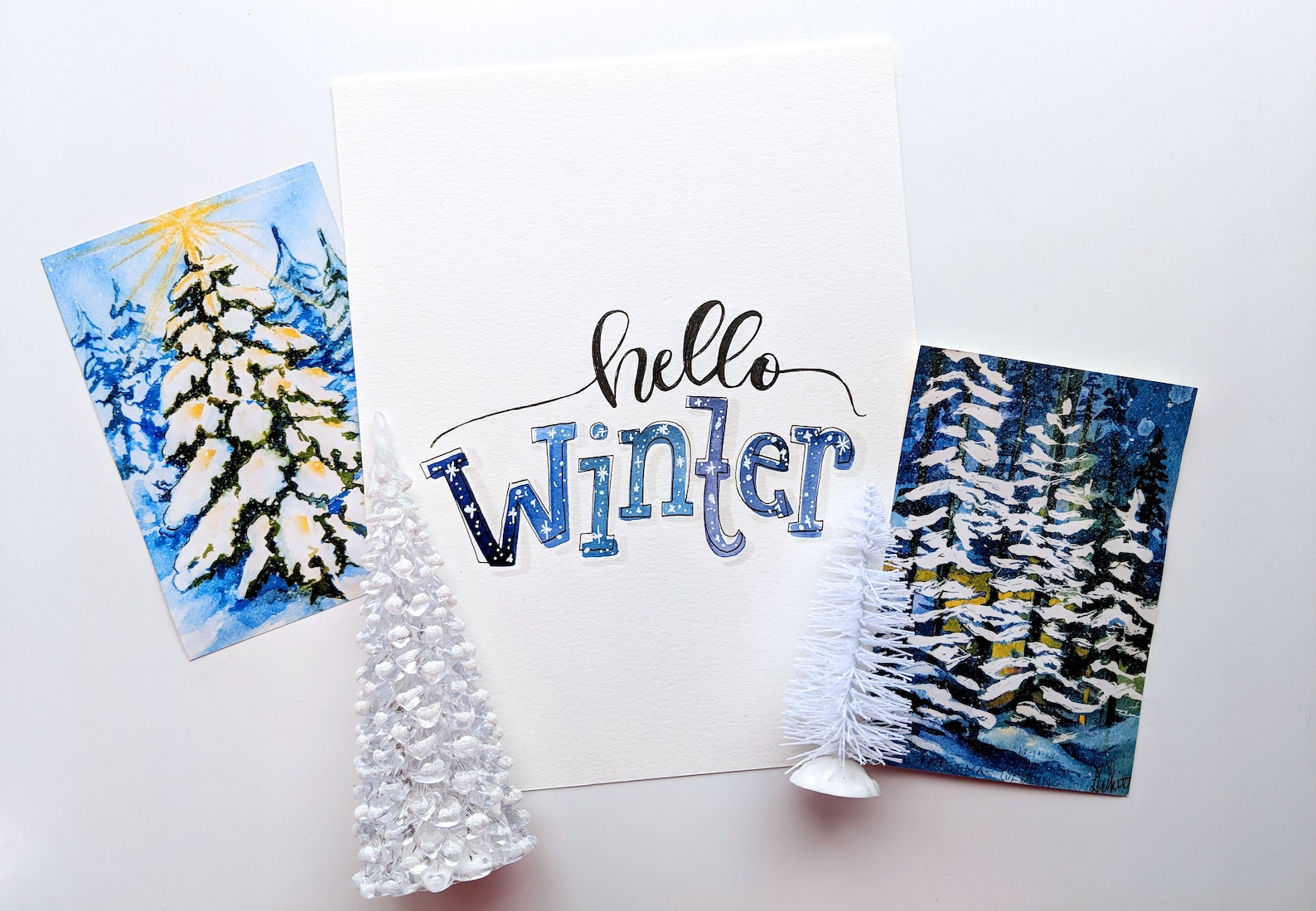 Printable Hello Winter Hand-lettered Art Print Winter Decor | Etsy