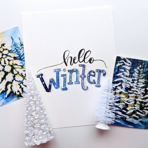 Printable Hello Winter Hand-lettered Art Print, Winter Decor, Instant ...