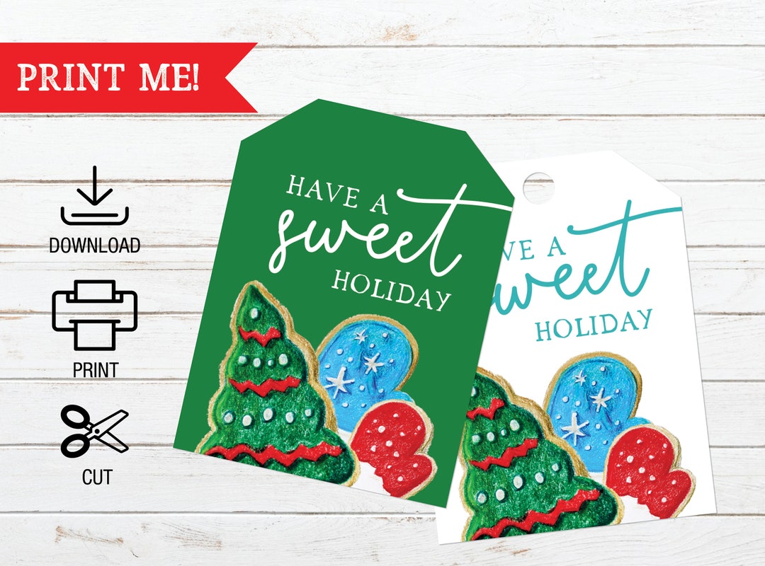 Sugar Cookie Printable Gift Tag, Christmas Cookie Favors, Christmas ...