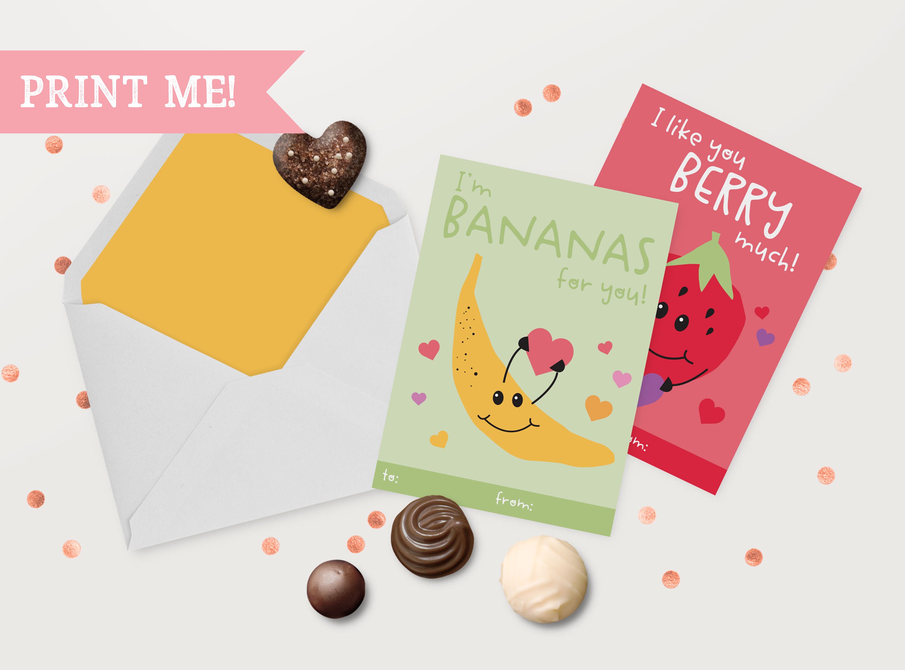 Printable Fruit School Valentine DIY Printable Valentine | Etsy