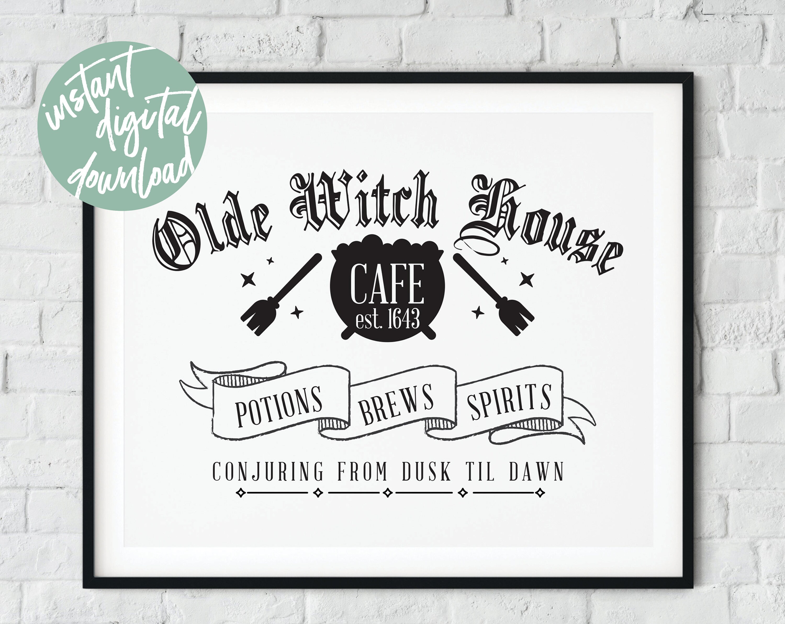 Olde Witch Cafe Letrero imprimible Farmhouse Halloween Coffee - Etsy México