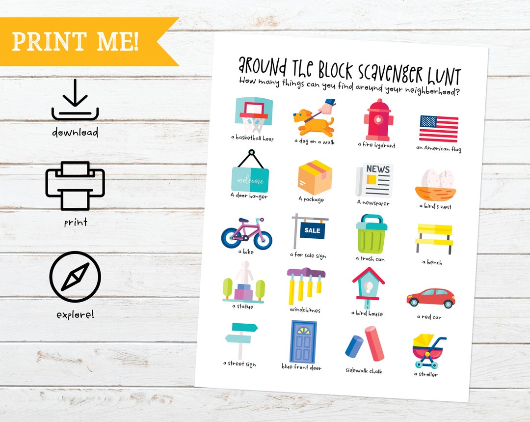 Neighborhood Scavenger Hunt 2 Printable, Fun Activities for Kids ...