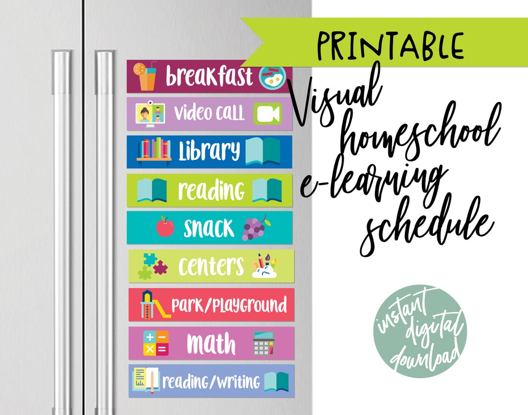 PRINTABLE Visual Schedule for Homeschool, Elementary Visual Calendar ...