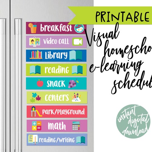 PRINTABLE Visual Schedule for Homeschool Elementary Visual | Etsy