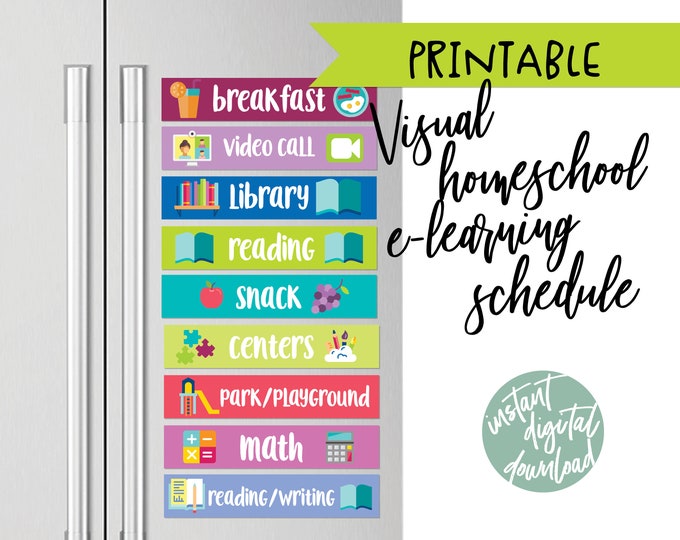 PRINTABLE Visual Schedule for Homeschool, Elementary Visual Calendar ...