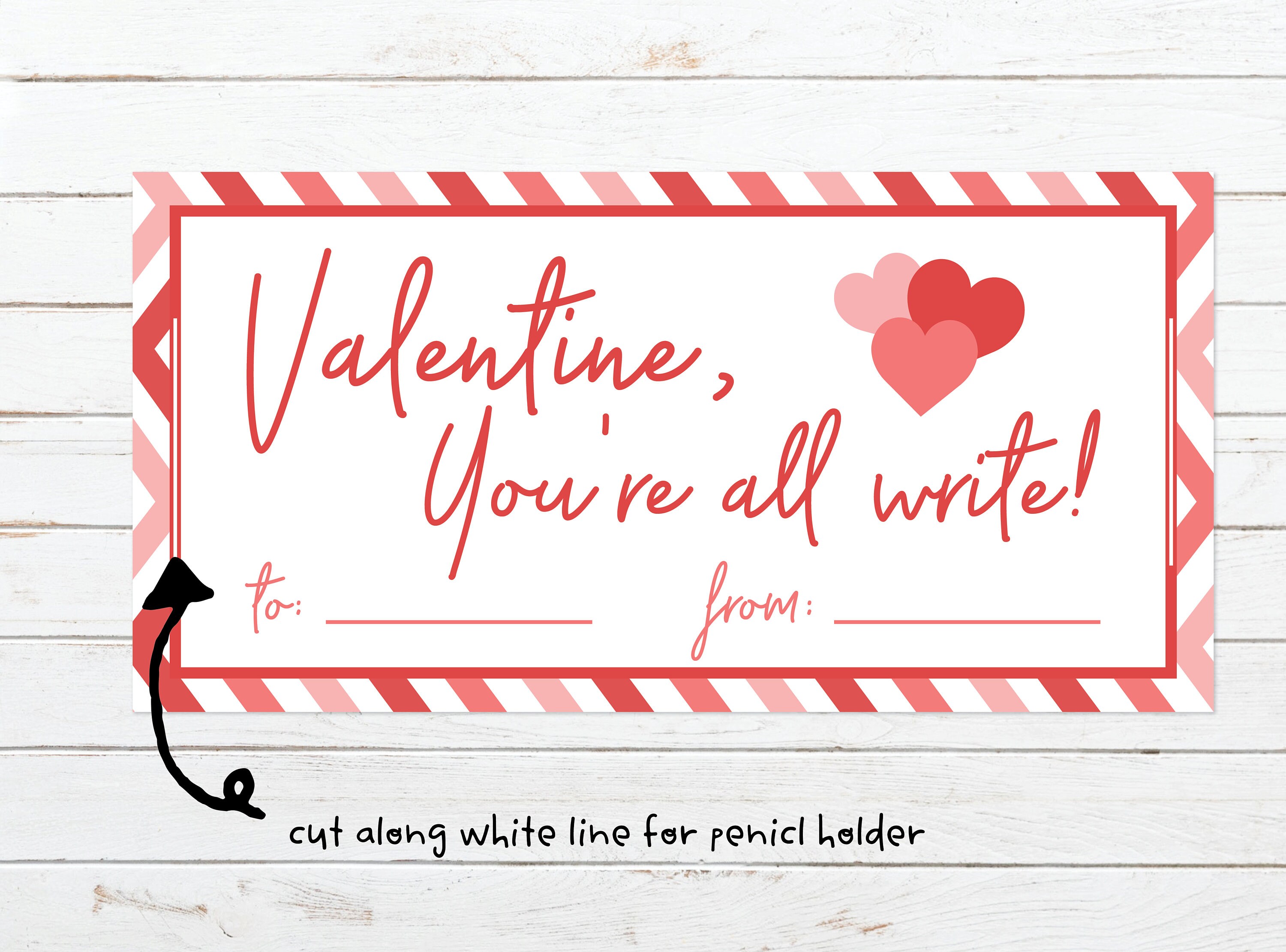 Printable Pencil School Valentine DIY printable valentine | Etsy
