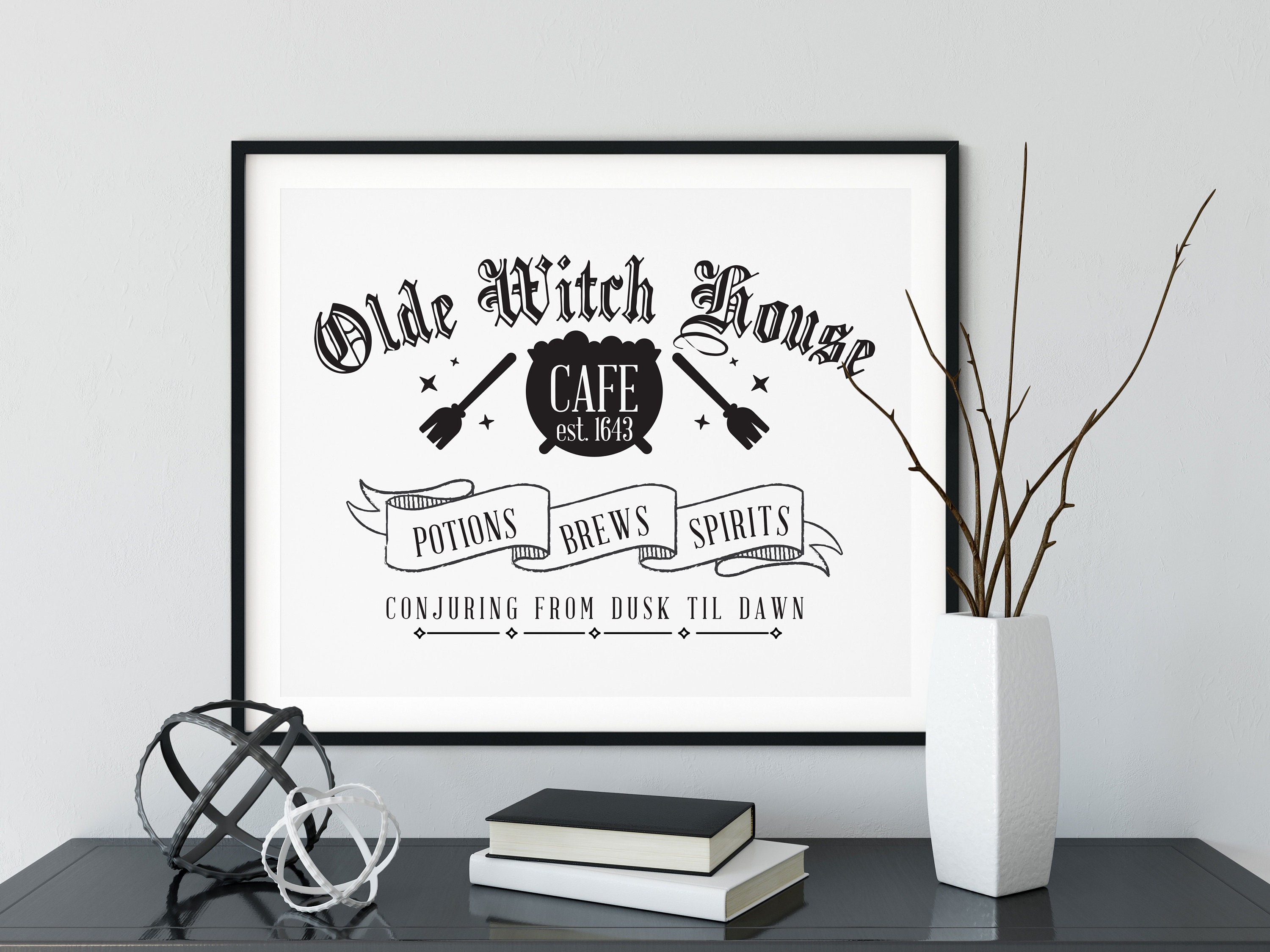 Old Witch House Cafe Sign Farmhouse Halloween Witch Coffee | Etsy