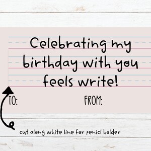 Printable Pencil Birthday Favor Tag DIY Printable Birthday - Etsy