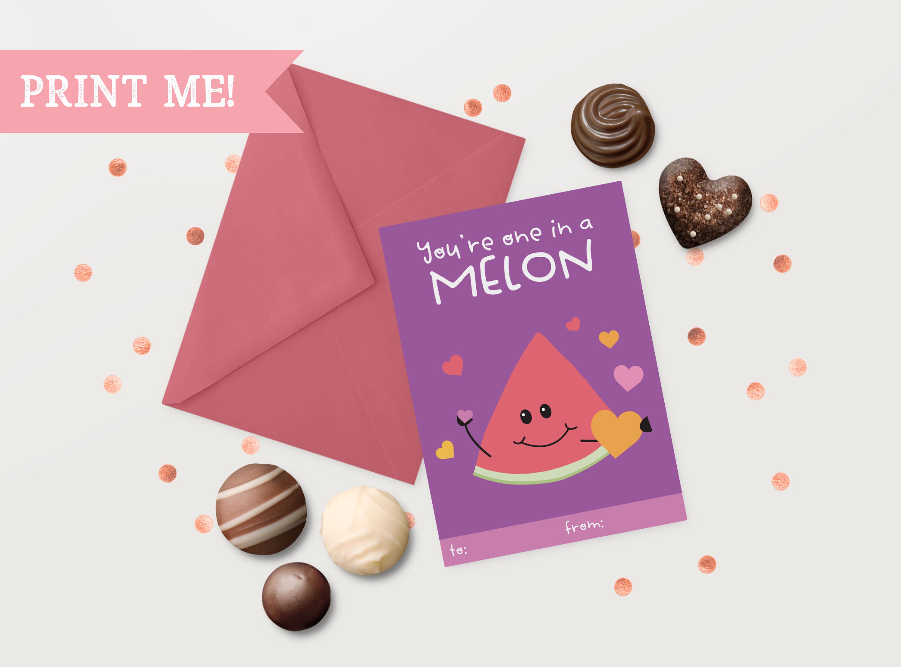 Printable Fruit School Valentine DIY Printable Valentine | Etsy