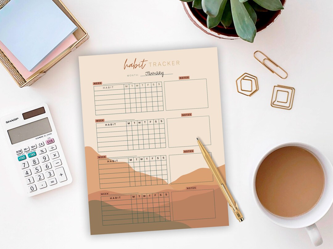 Boho Habit Tracker | Printable Monthly Habit Tracker | Goal Tracker ...