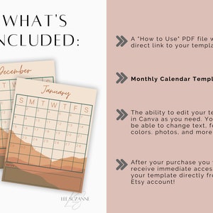 Boho Monthly Calendar | Printable Monthly Habit Tracker | Goal Tracker ...