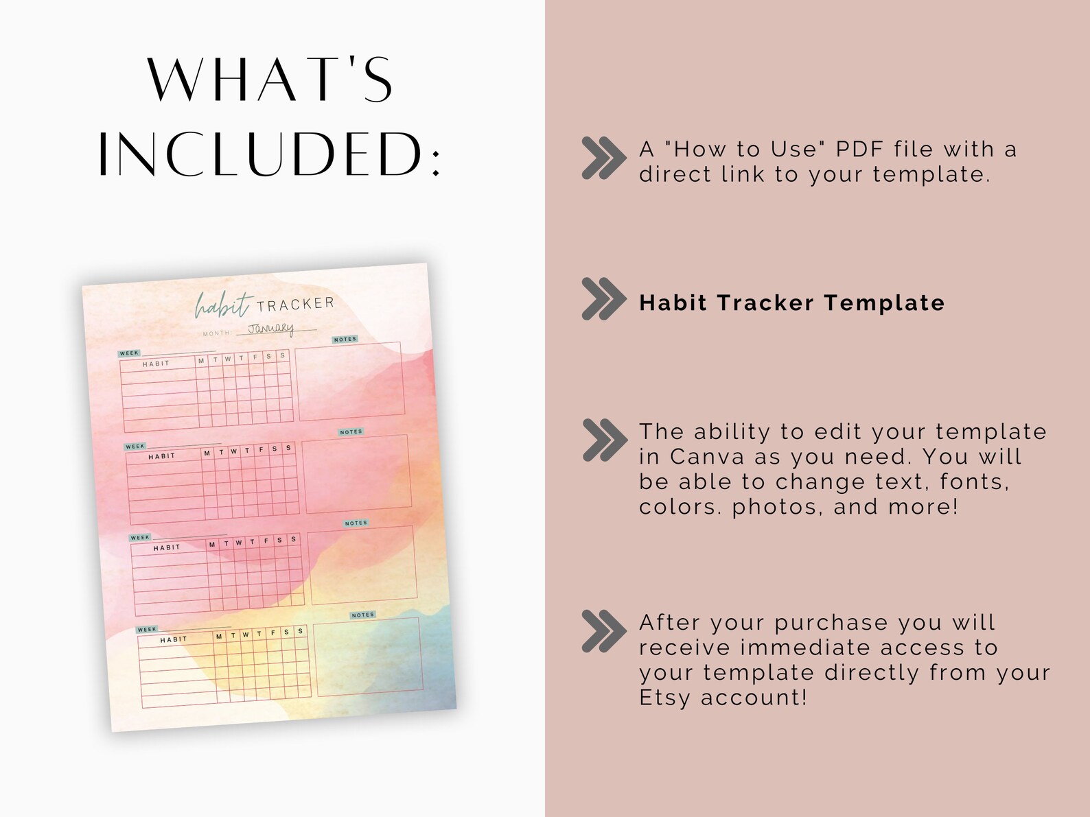 Watercolor Habit Tracker | Printable Monthly Habit Tracker | Goal ...