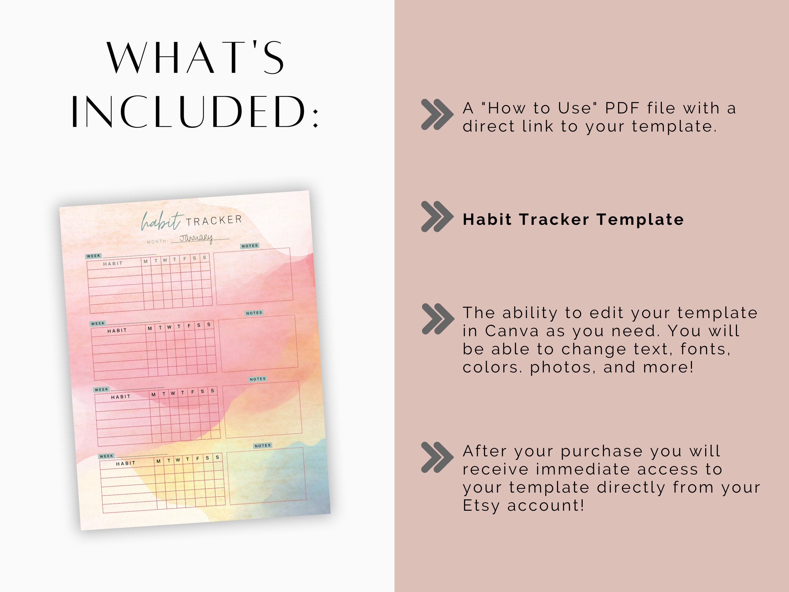 Watercolor Habit Tracker | Printable Monthly Habit Tracker | Goal ...