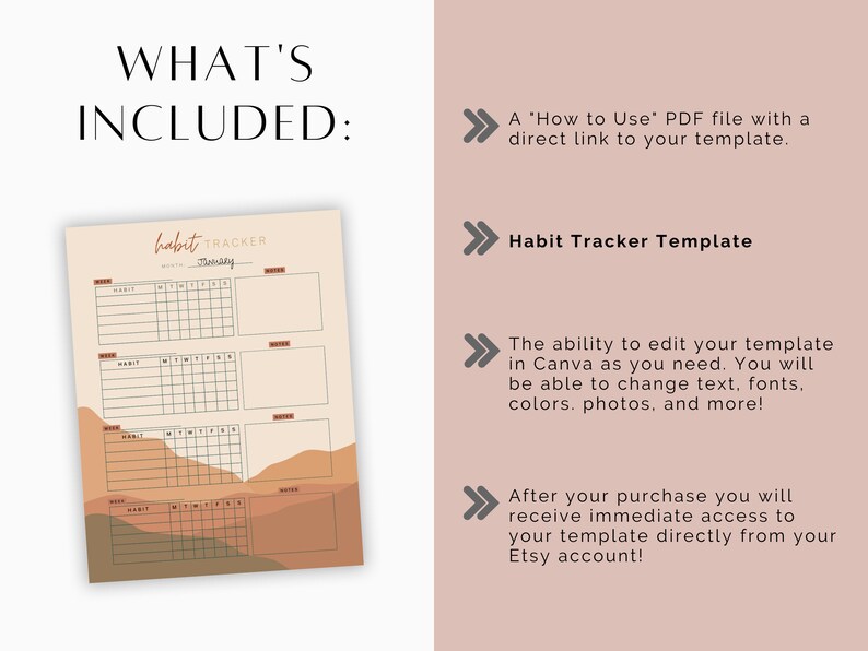 Boho Habit Tracker | Printable Monthly Habit Tracker | Goal Tracker ...