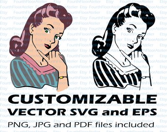 Retro Lady Svg - Etsy UK