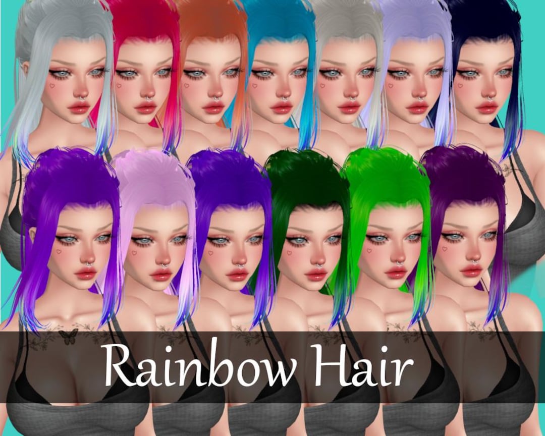 Rainbow Hair Pack IMVU Textures - Etsy