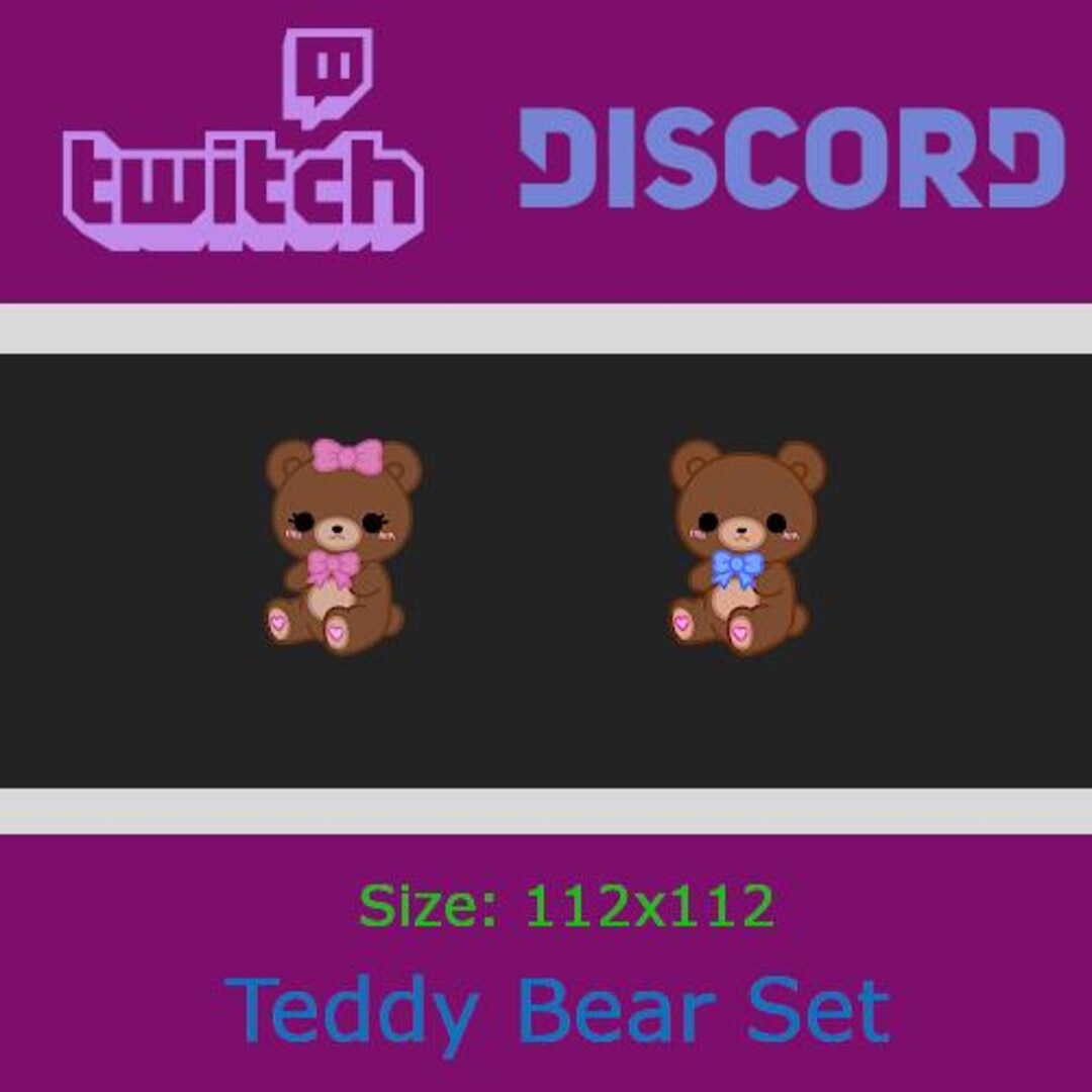 Cute Teddy Bear Couple Emotes for Twitch and Discord - Etsy
