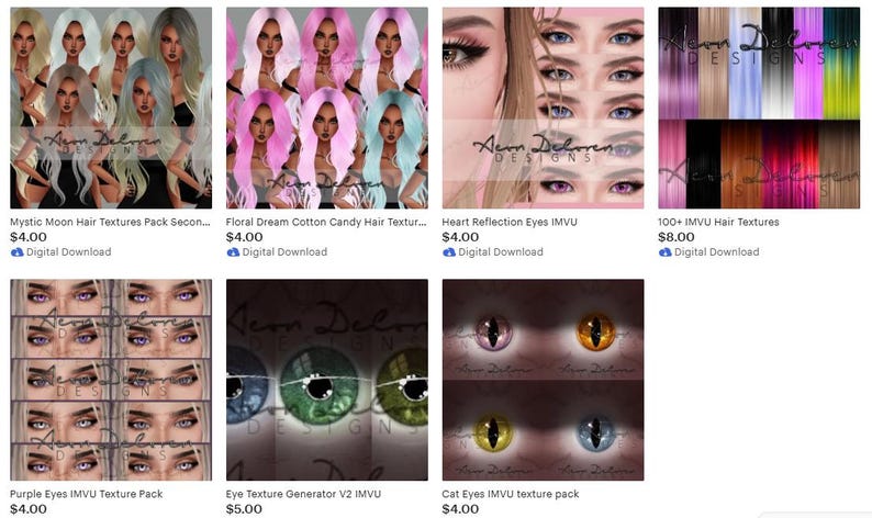 Over 2000+ IMVU Textures!!! Hair, Skin, Eyes, Nails, Add Ons, and More ...