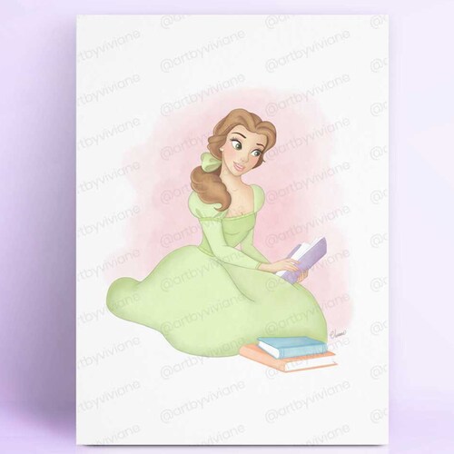 Princess Belle With Library Books in a Green Dress - Etsy