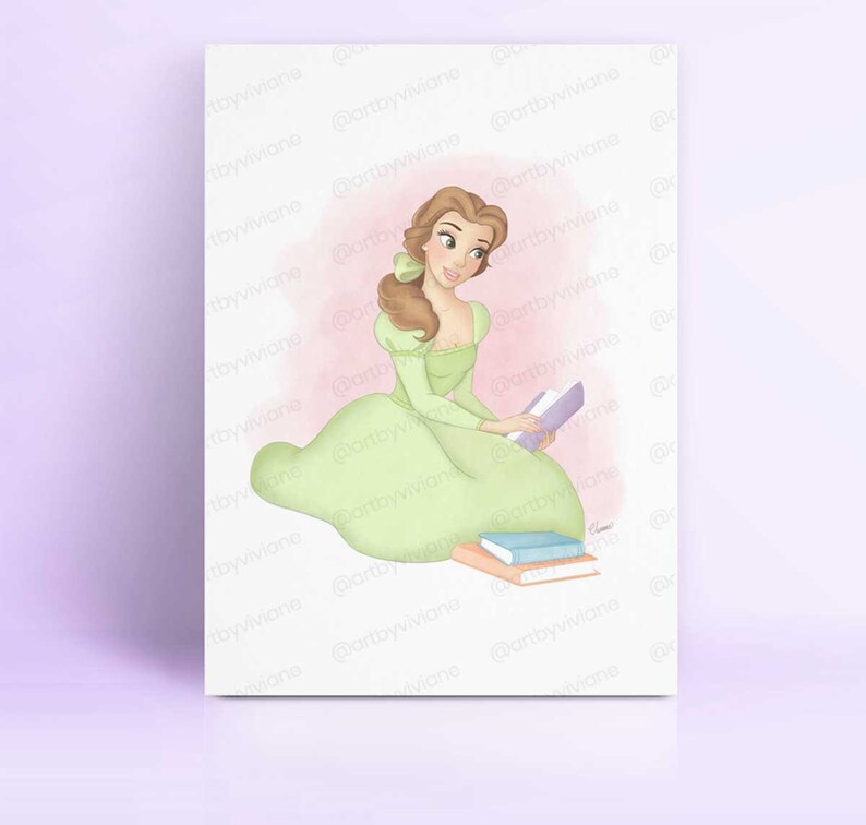 Princess Belle With Library Books in a Green Dress - Etsy
