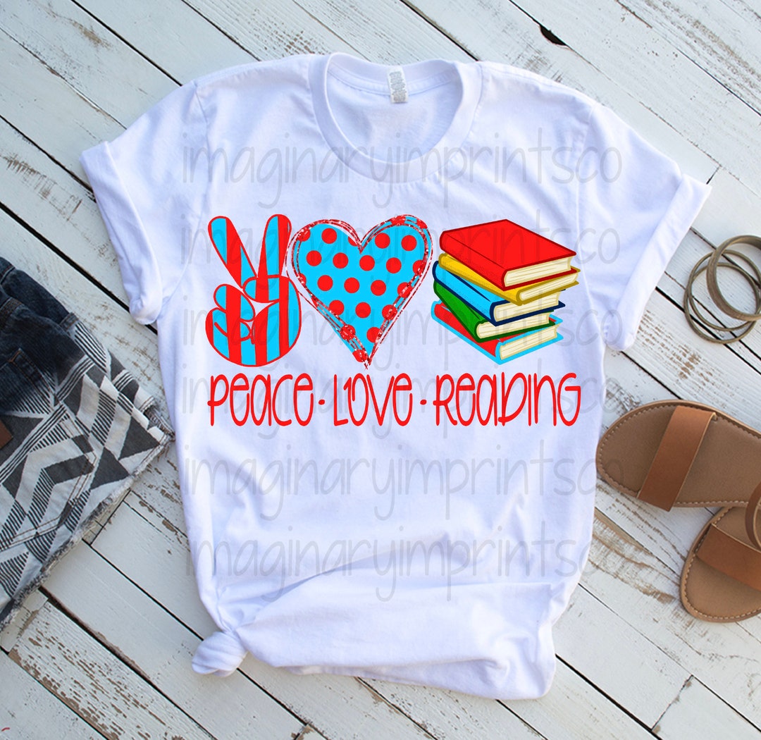 Peace Love Reading Png Sublimation Design Download Digital Design ...