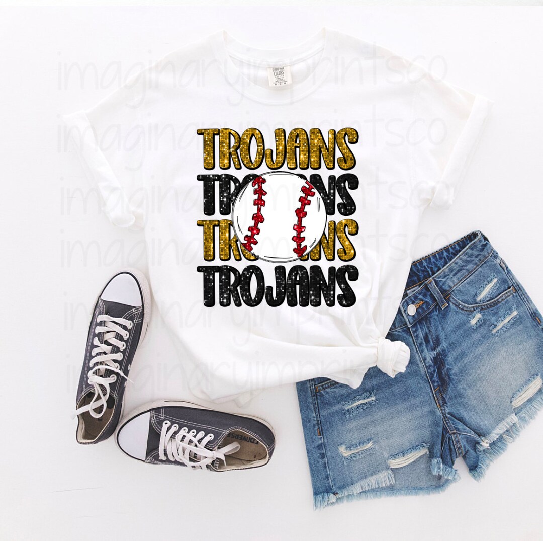 Trojans Sequin Baseball Png - Sublimation Design - Digital Design ...