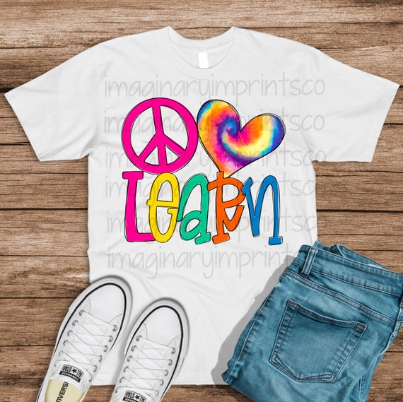 Peace Love Learn png Sublimation design download Digital | Etsy