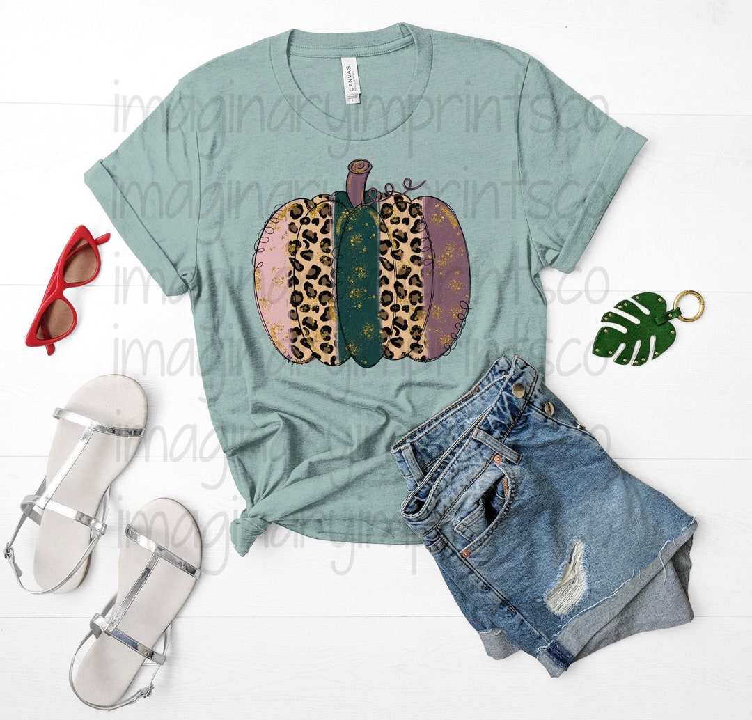 Fall Pumpkins Leopard Sublimation Design - DTG Printing - Sublimation ...
