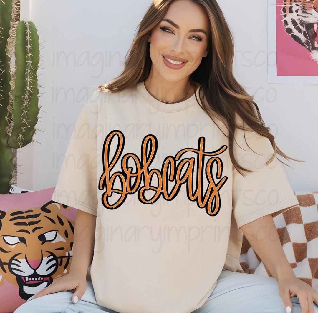 Bobcats Preppy Png - Digital Design - Bobcats Orange Png - Bobcats Hand ...