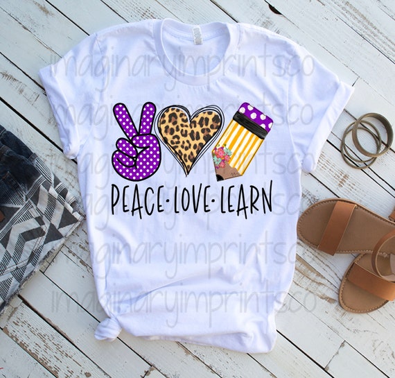 Peace Love Learn Png Sublimation Design Download Digital - Etsy