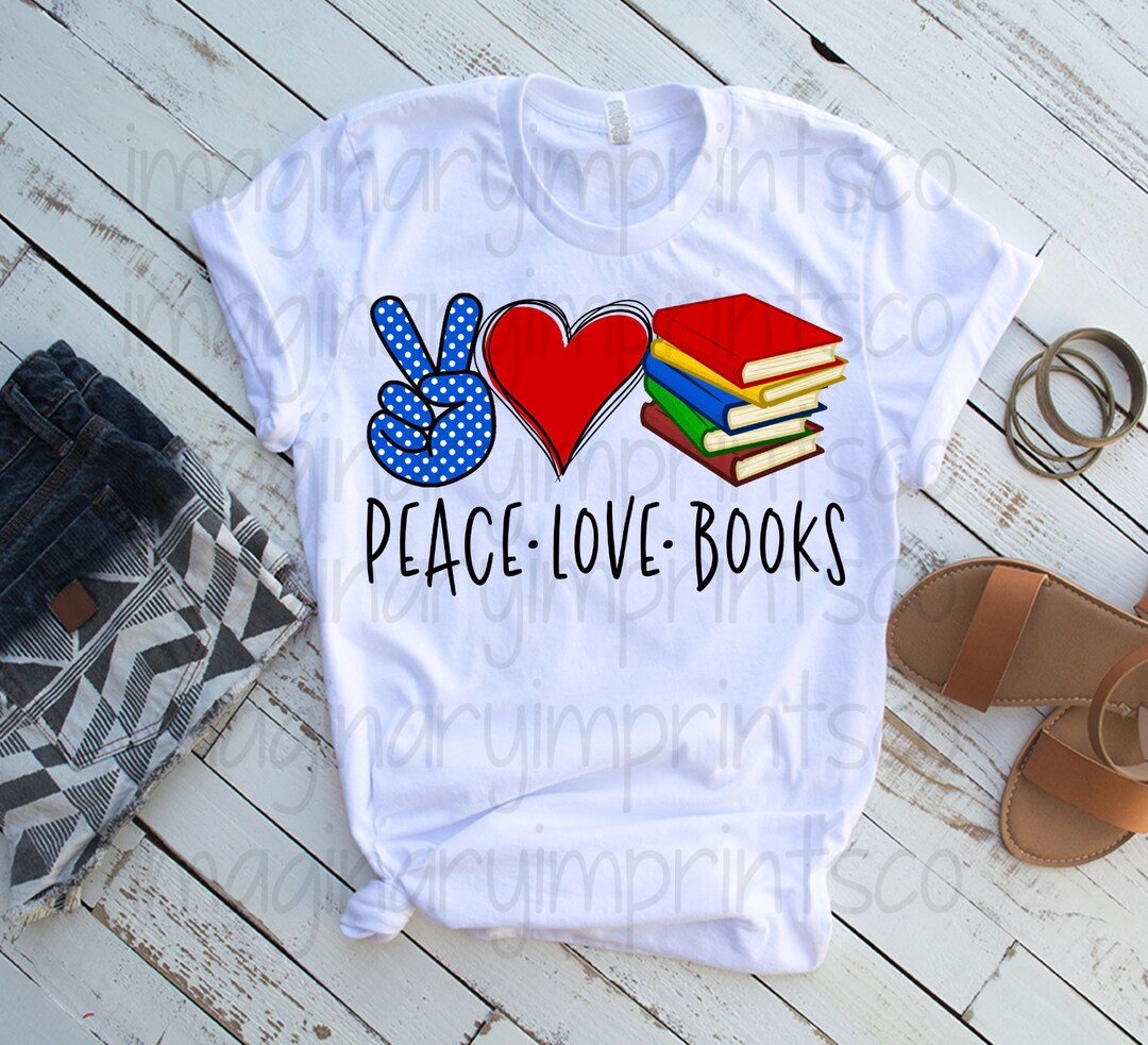 Peace Love Books Png Sublimation Design Download Digital - Etsy