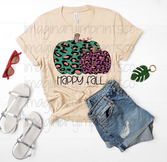 Happy Fall Pumpkins Leopard Sublimation Design DTG Printing | Etsy