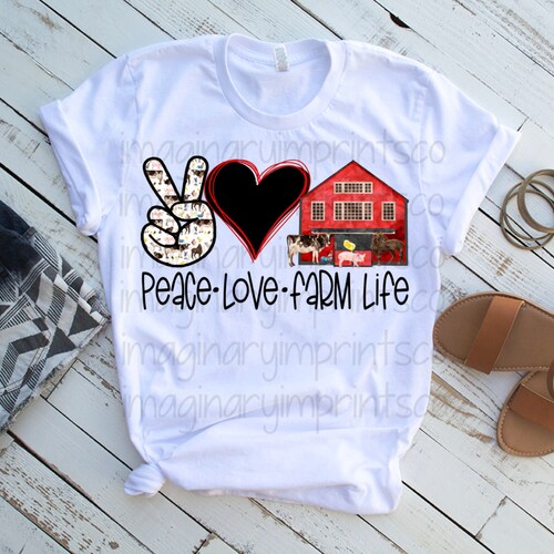 Peace Love Farm Life Sublimation Design DTG Printing - Etsy